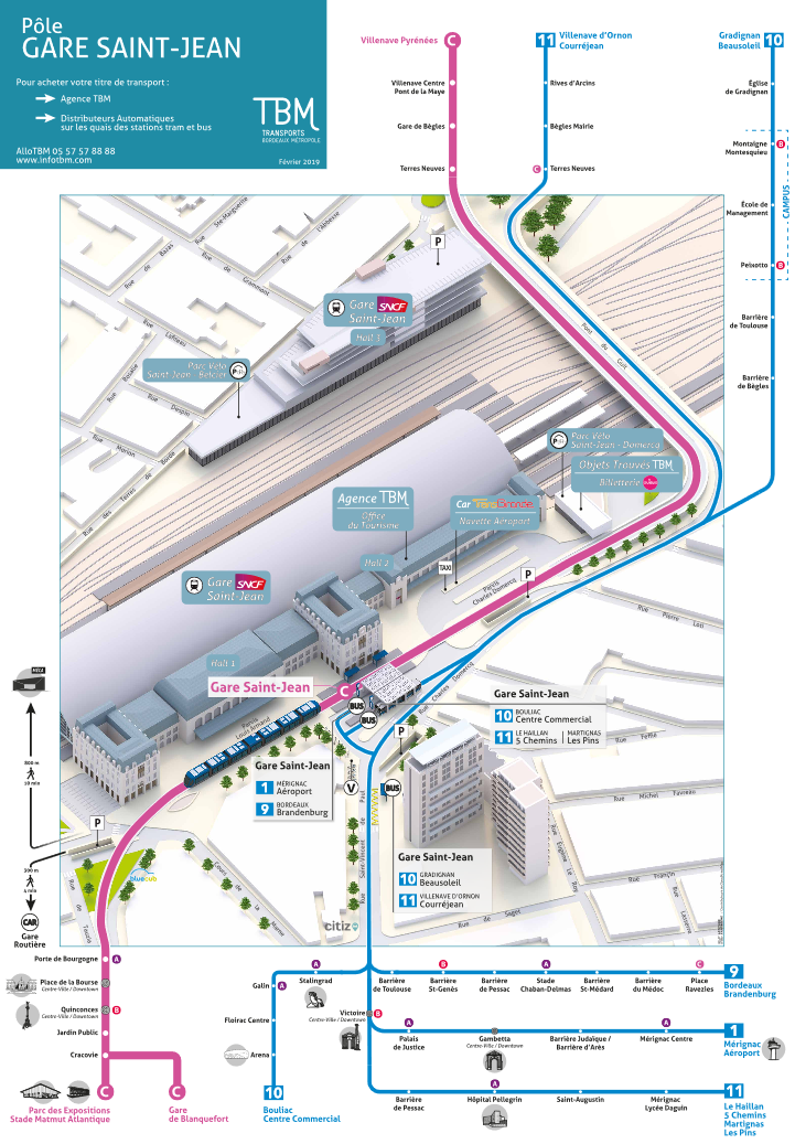 Transports en commun et navettes TBM - Gare Saint-Jean Bordeaux